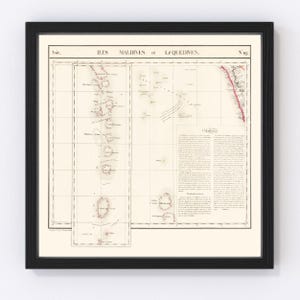 Maldive Archipelago Map 1827 Old Map of Maldive Archipelago the ...