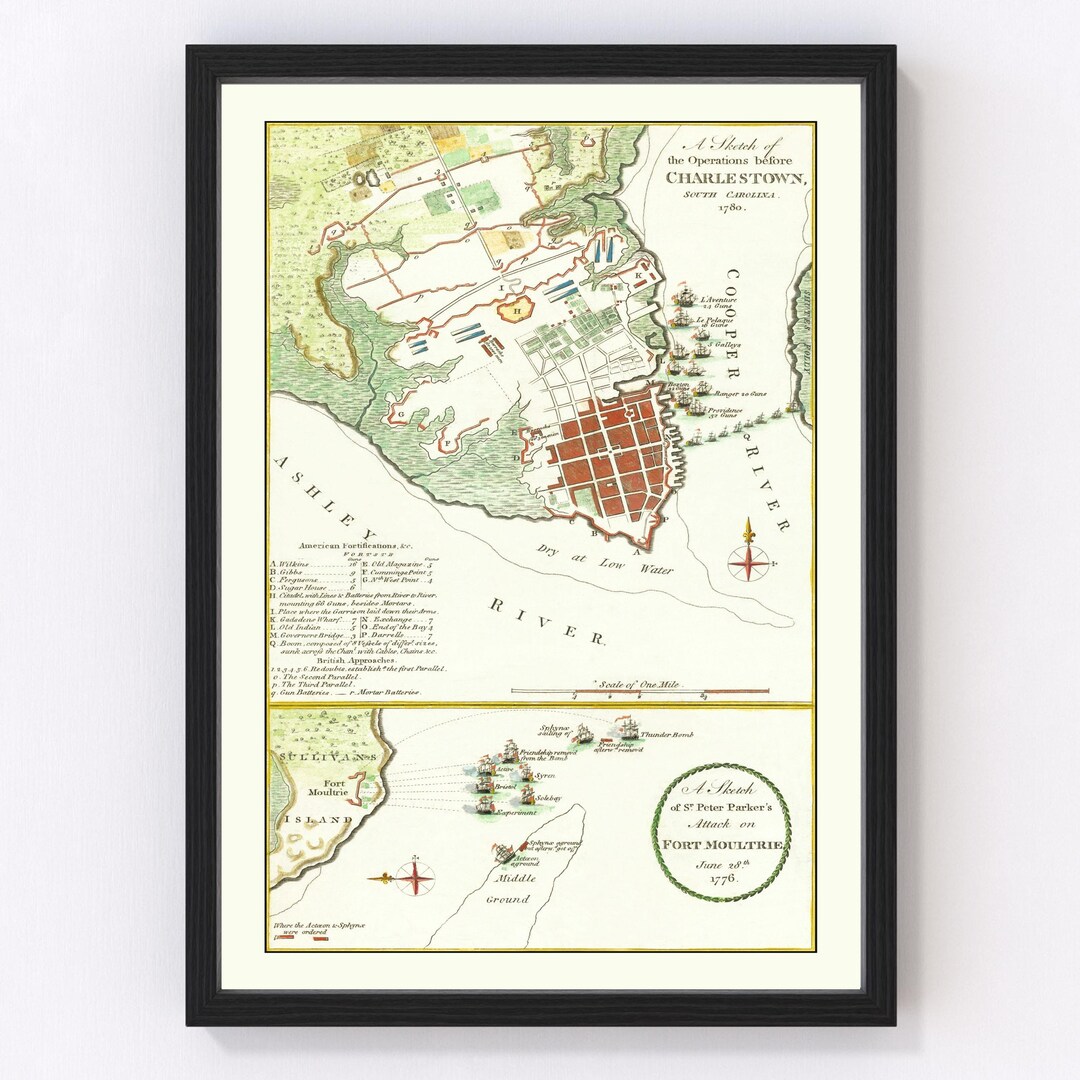 Fort Moultrie Map 1788, Vintage Fort Moultrie Map, Old Fort Moultrie ...