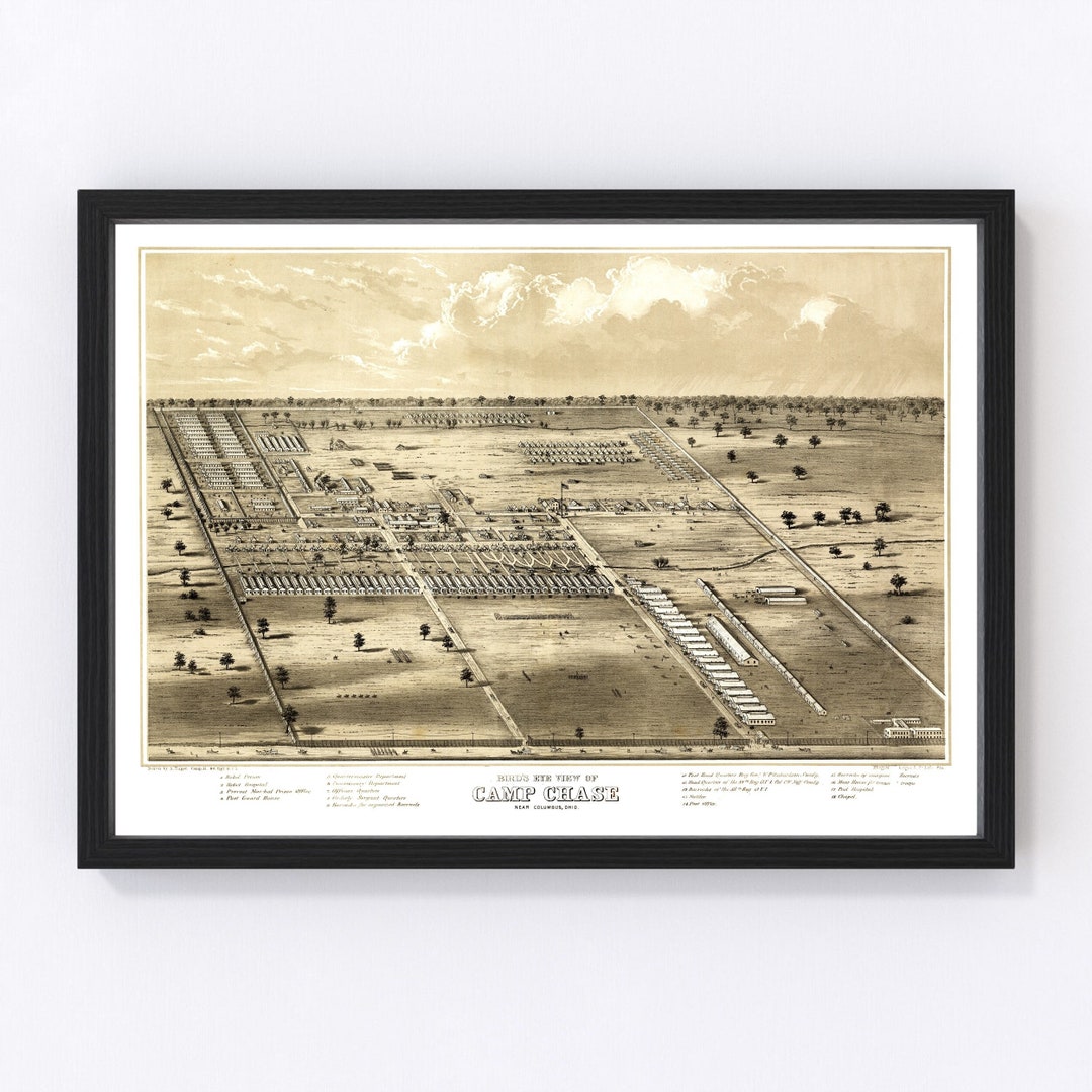 Camp Chase Map 1860, Vintage Camp Chase Map, Old Camp Chase Ohio Art ...