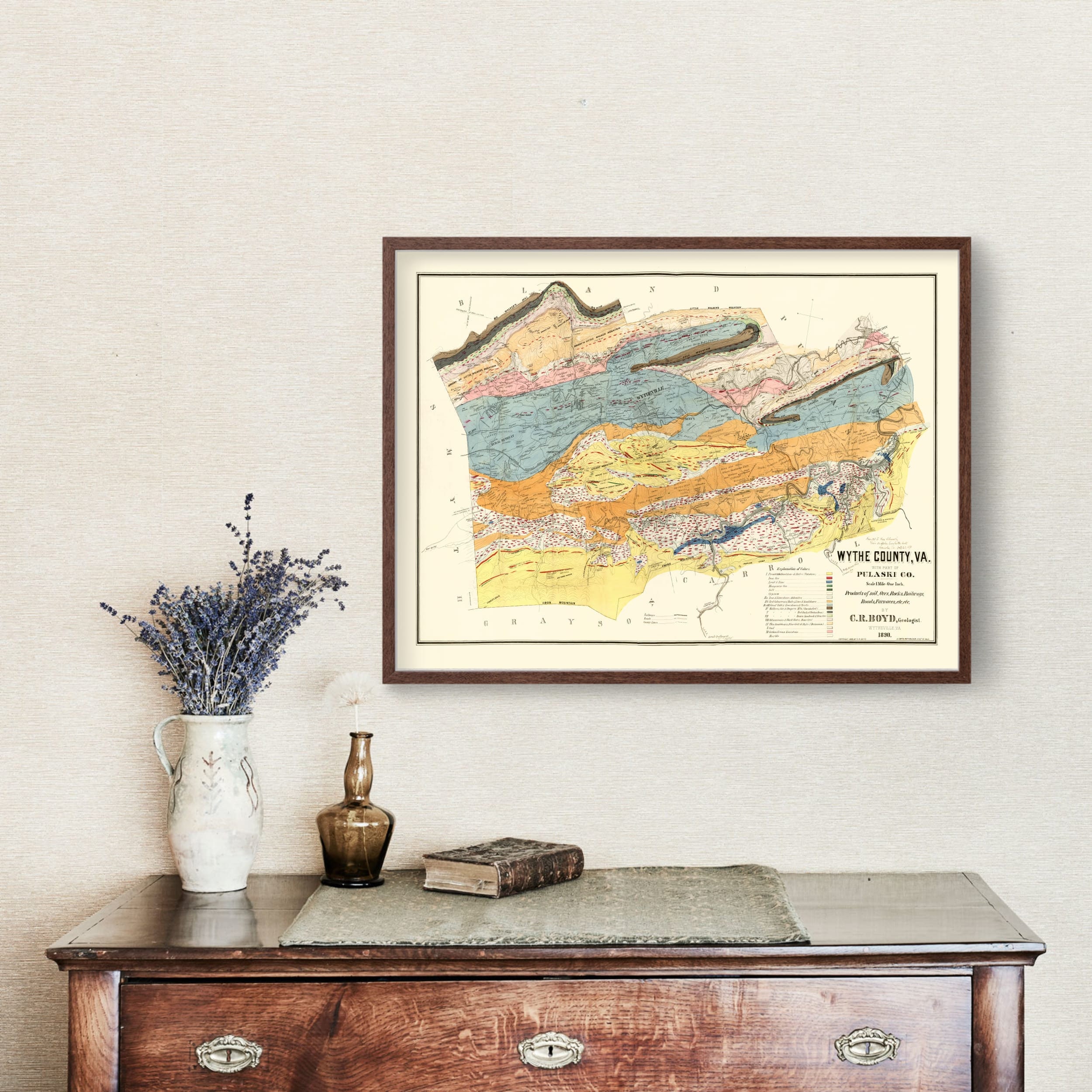 Wythe County VA Map 1890 Old Map of Wytheville Virginia Art - Etsy