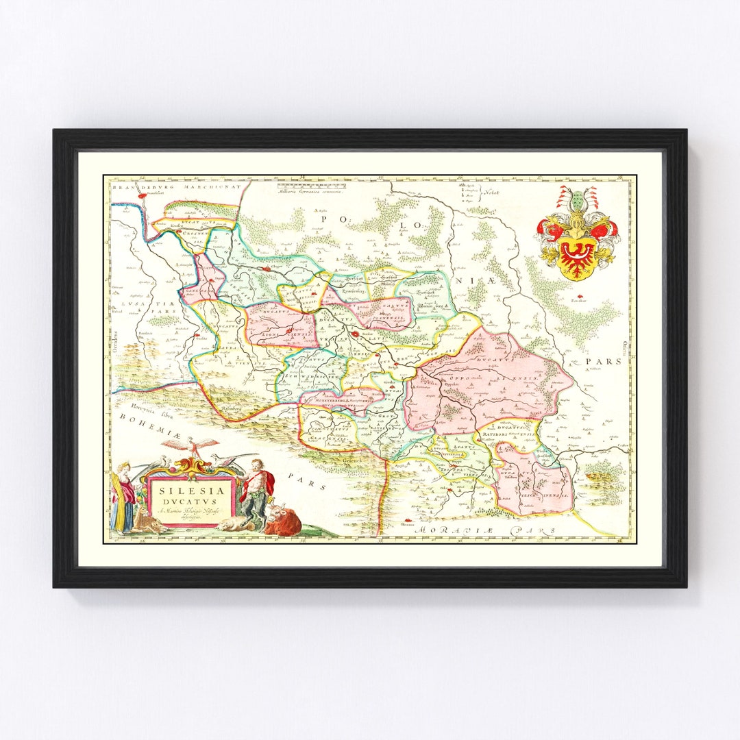 Silesia Map 1665, Vintage Silesia Map, Old Silesia Art, Wall Art Gift ...