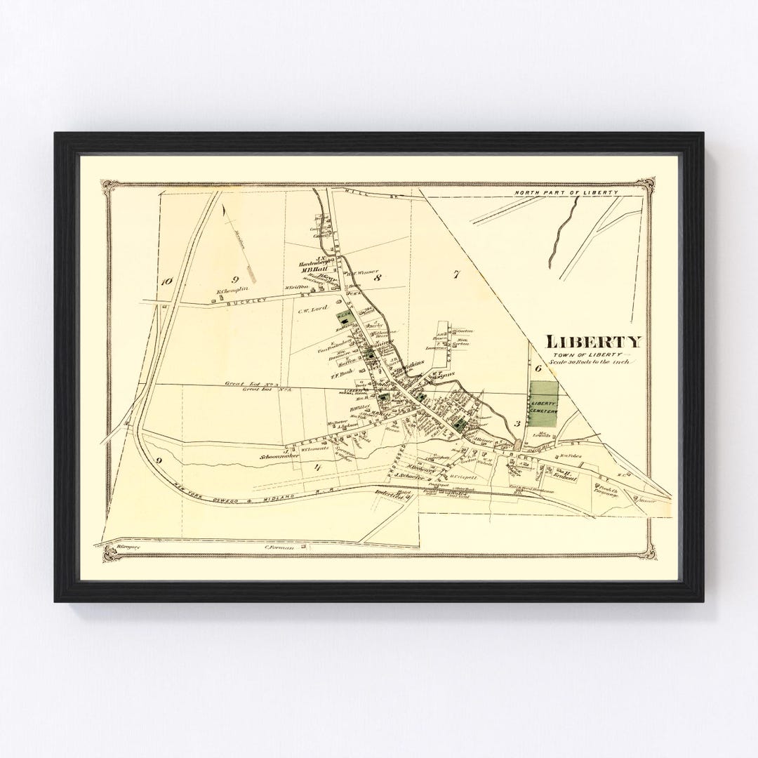 Liberty Township Map 1875, Vintage Liberty Township Map, Old Liberty ...
