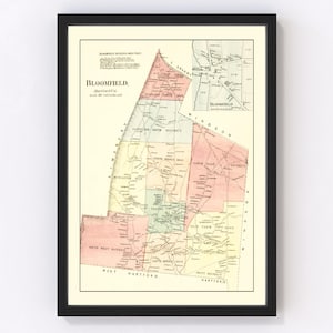 Vintage Map Bloomfield Connecticut - Etsy