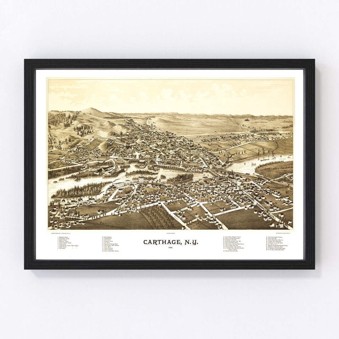 Carthage Map 1888, Vintage Carthage Map, Old Carthage New York Art ...