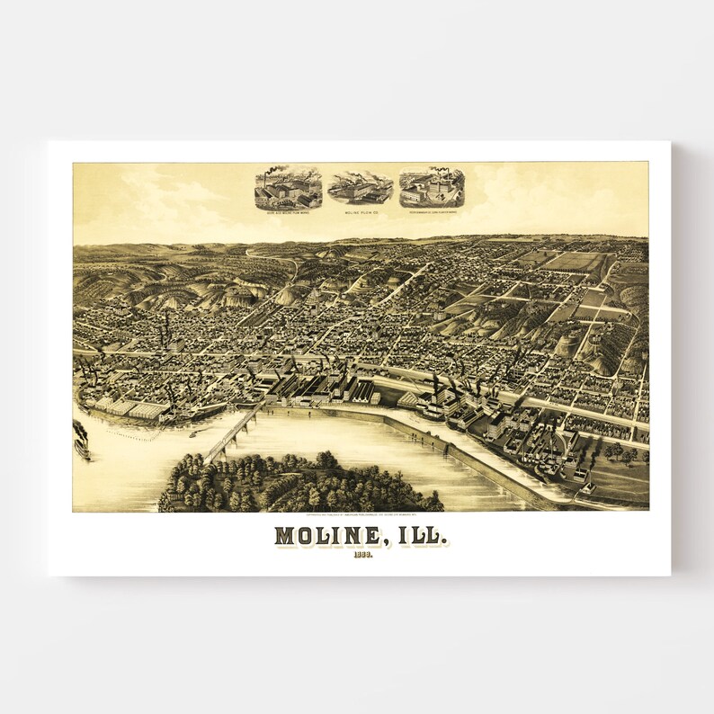 Moline Map 1889 Old Map of Moline Illinois Art Vintage Print - Etsy