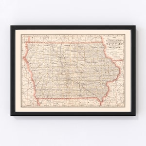 Iowa Railroad Map 1882 - Old Railroad Map of Iowa Art Vintage Print ...
