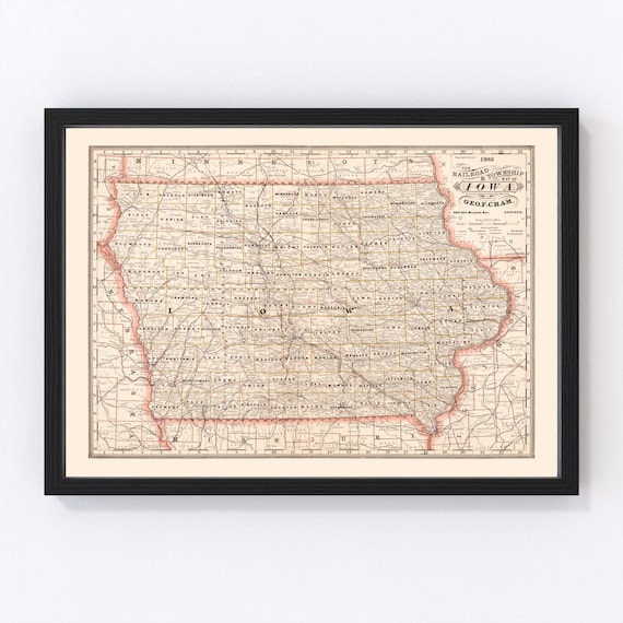 Iowa Railroad Map 1882 Old Railroad Map of Iowa Art Vintage - Etsy