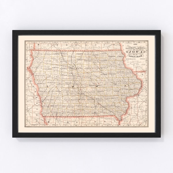 Map of Iowa - Etsy