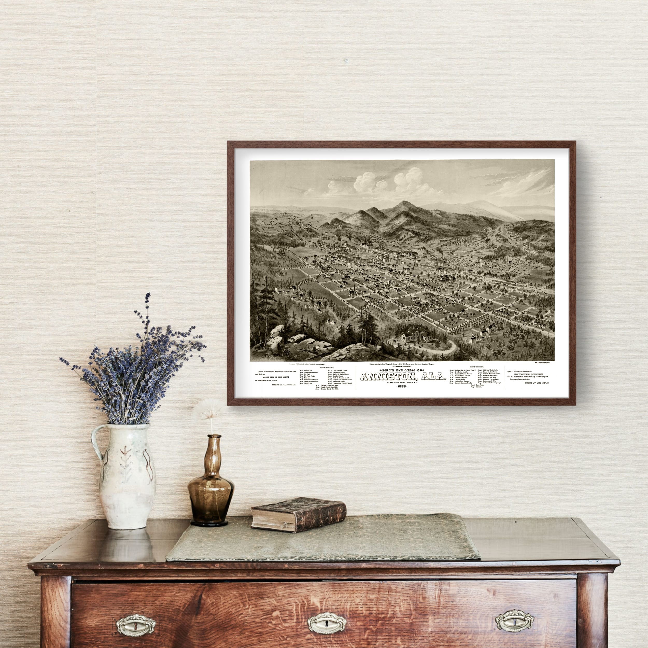 Anniston Map 1888 - Old Map of Anniston Alabama Art Vintage Print ...