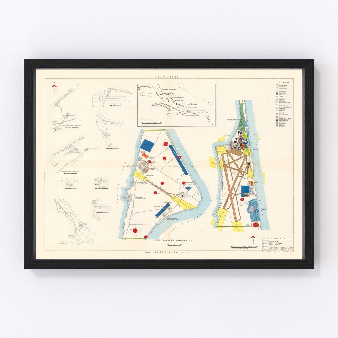 Patrick Air Force Base Map 1952 - Old Map of Patrick Air Force Base Art ...