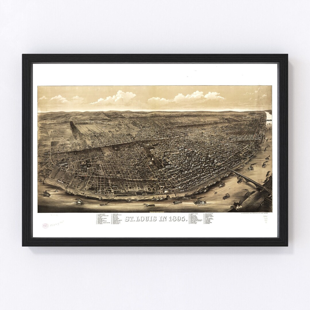 St. Louis Map 1895 - Old Map of St. Louis Missouri Art Vintage Print ...