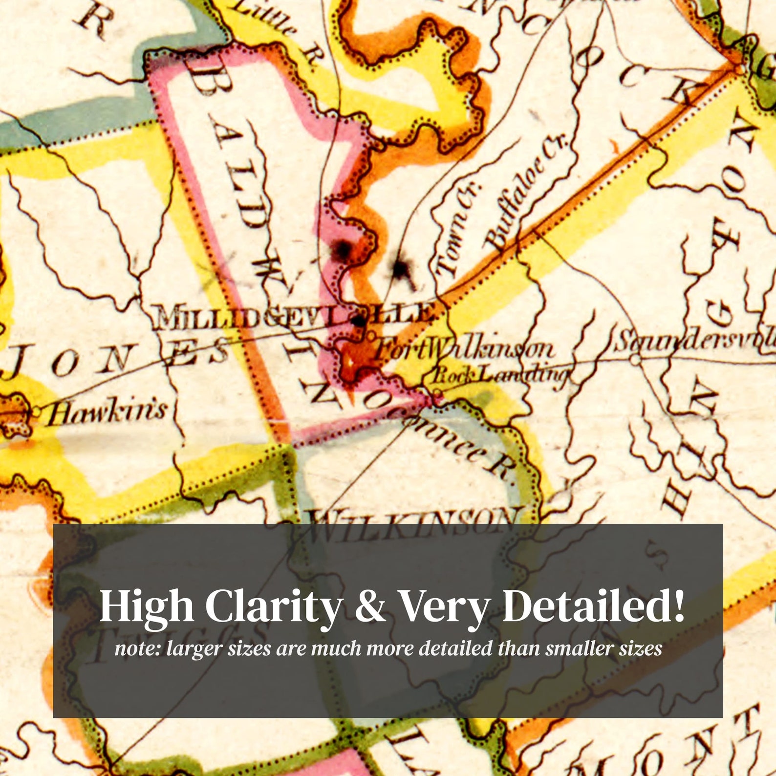 Georgia Map 1818 Old Map of Georgia Art Vintage Print Framed - Etsy