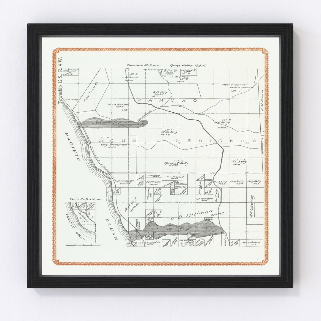 Carlsbad Map 1912 Old Map of Carlsbad California Art Vintage Print ...