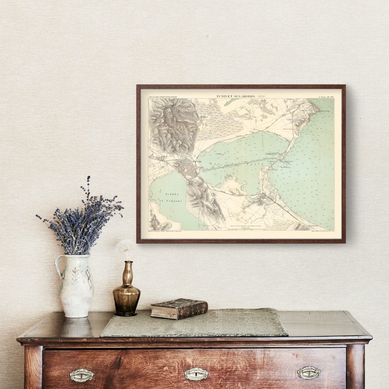 Tunis Map 1888, Vintage Tunis Map, Old Tunis Art, Wall Art Gift for ...
