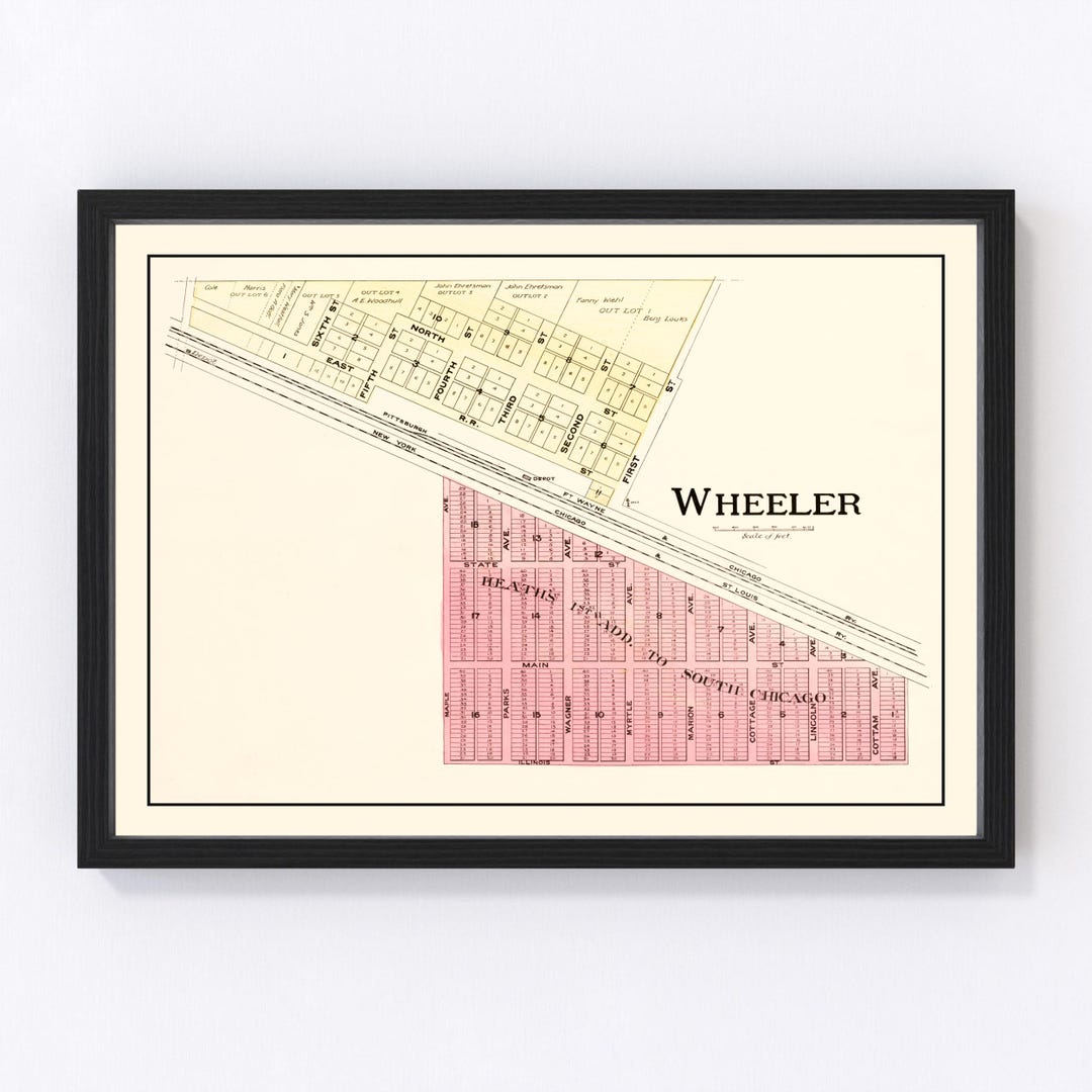 Wheeler Map 1895, Vintage Wheeler Map, Old Wheeler Indiana Art, Wall ...