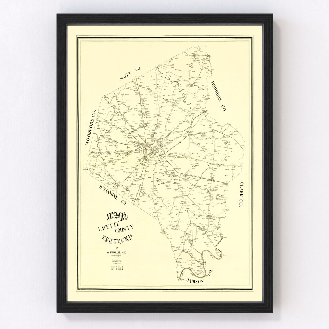 Fayette County Kentucky Map 1891 - Old Map of Fayette County Kentucky ...