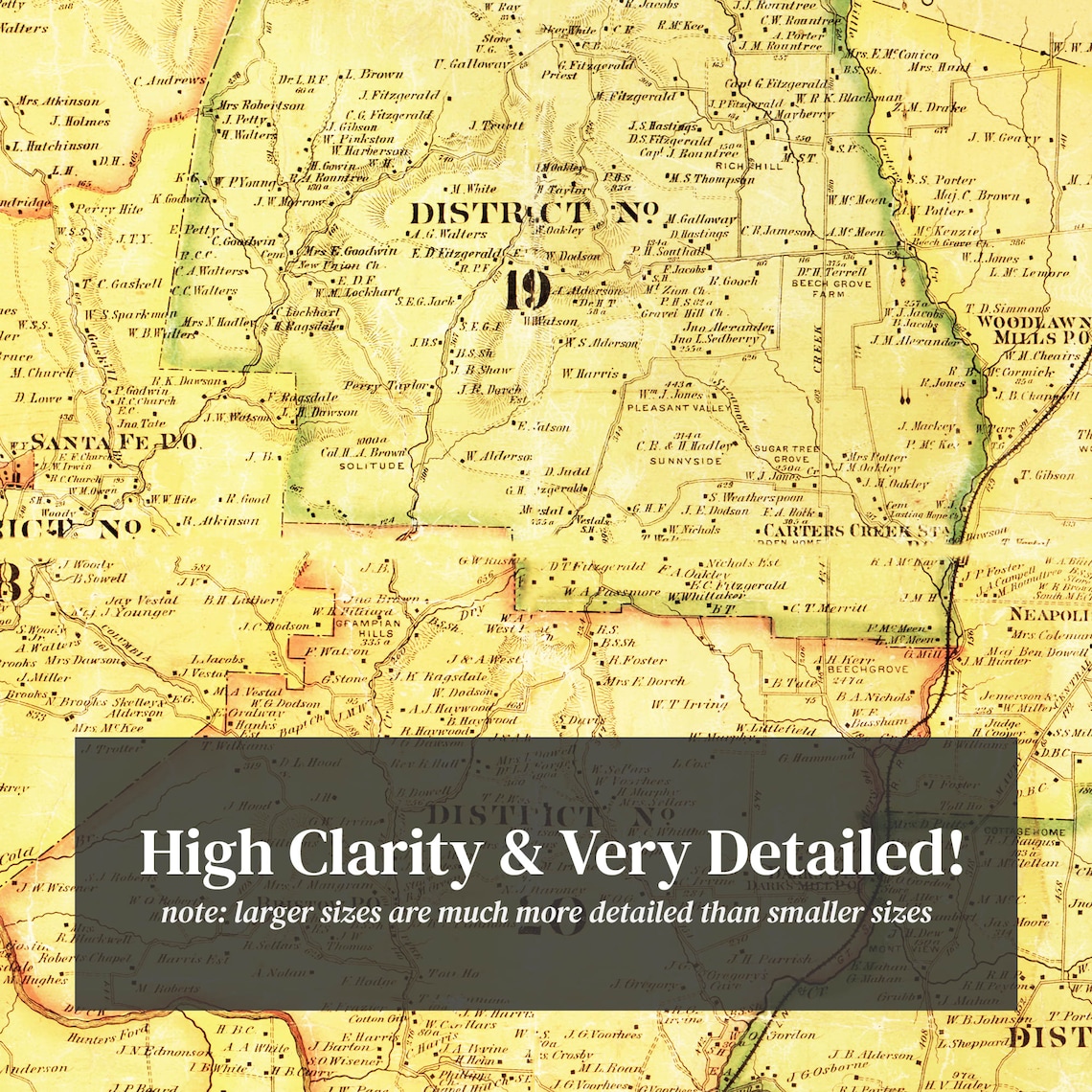 Maury County Tennessee Map 1878 Old Map of Maury County - Etsy