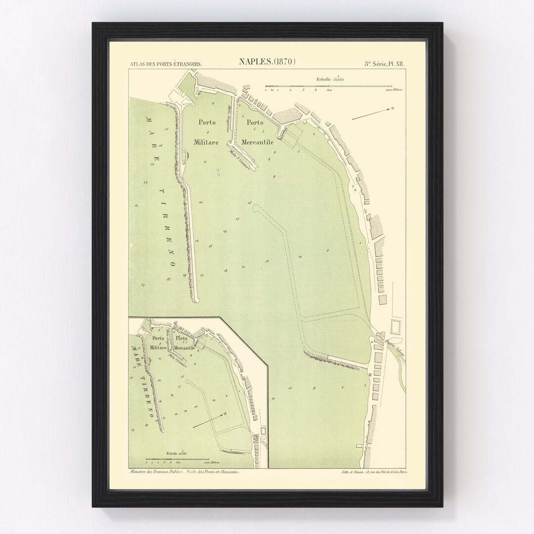 Naples Map 1870, Vintage Naples Map, Old Naples Art, Wall Art Gift for ...