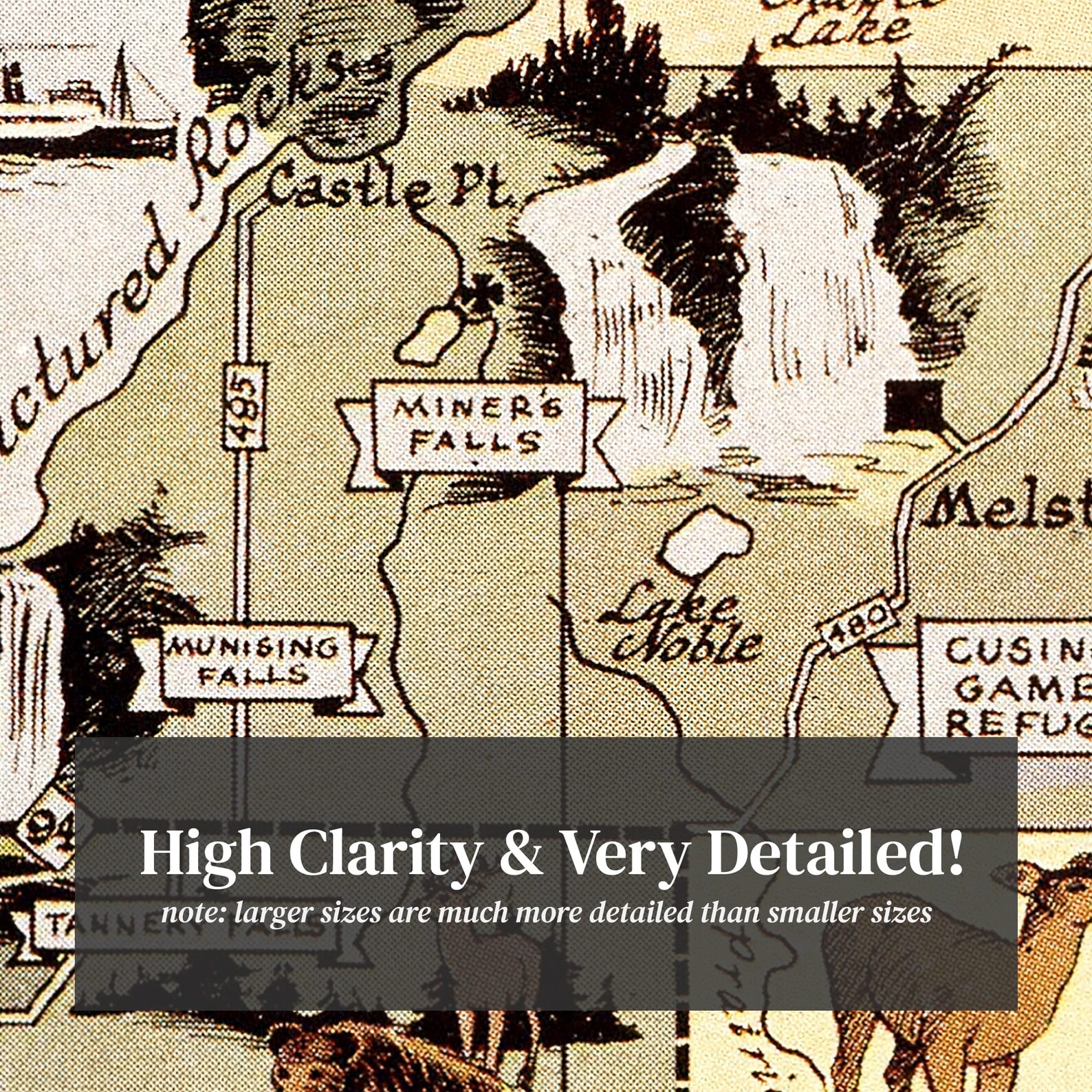 Alger County MI Map 1936 Old Map of Munising Michigan Art - Etsy