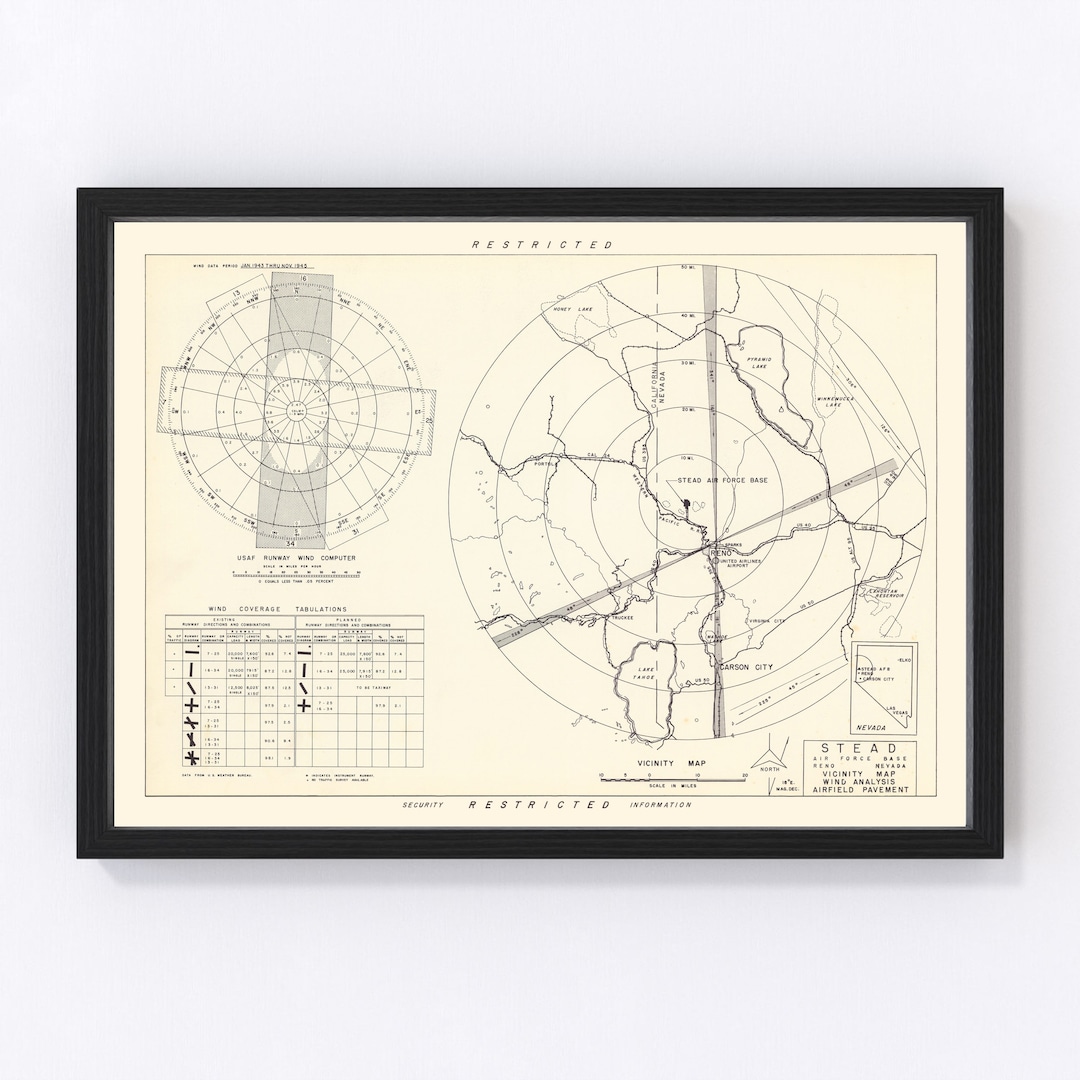 Travis Air Force Base Map 1951, Vintage Travis Air Force Base Map, Old ...