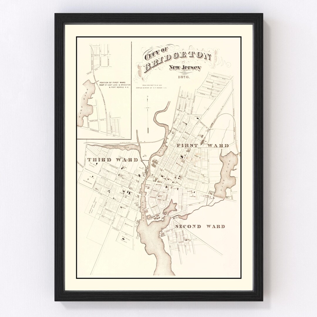 Bridgeton Map 1876 Old Map of Bridgeton New Jersey Art Vintage Print ...
