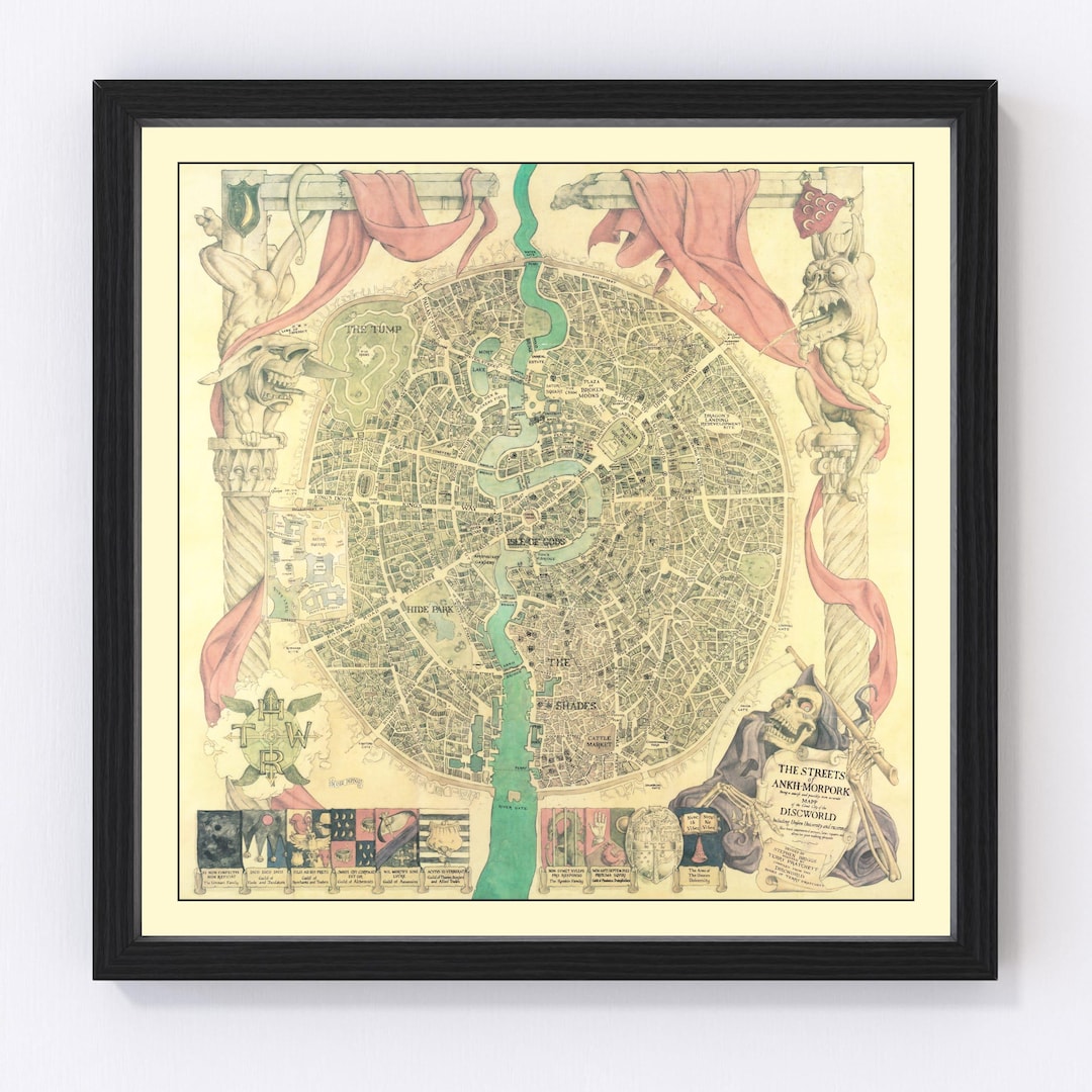 Discworld Map 1993, Vintage Discworld Map, Old Discworld Art, Wall Art ...