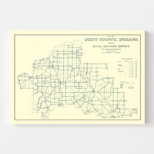 Scott County IN Map 1910 Old Map of Indiana Art Vintage Print Framed ...