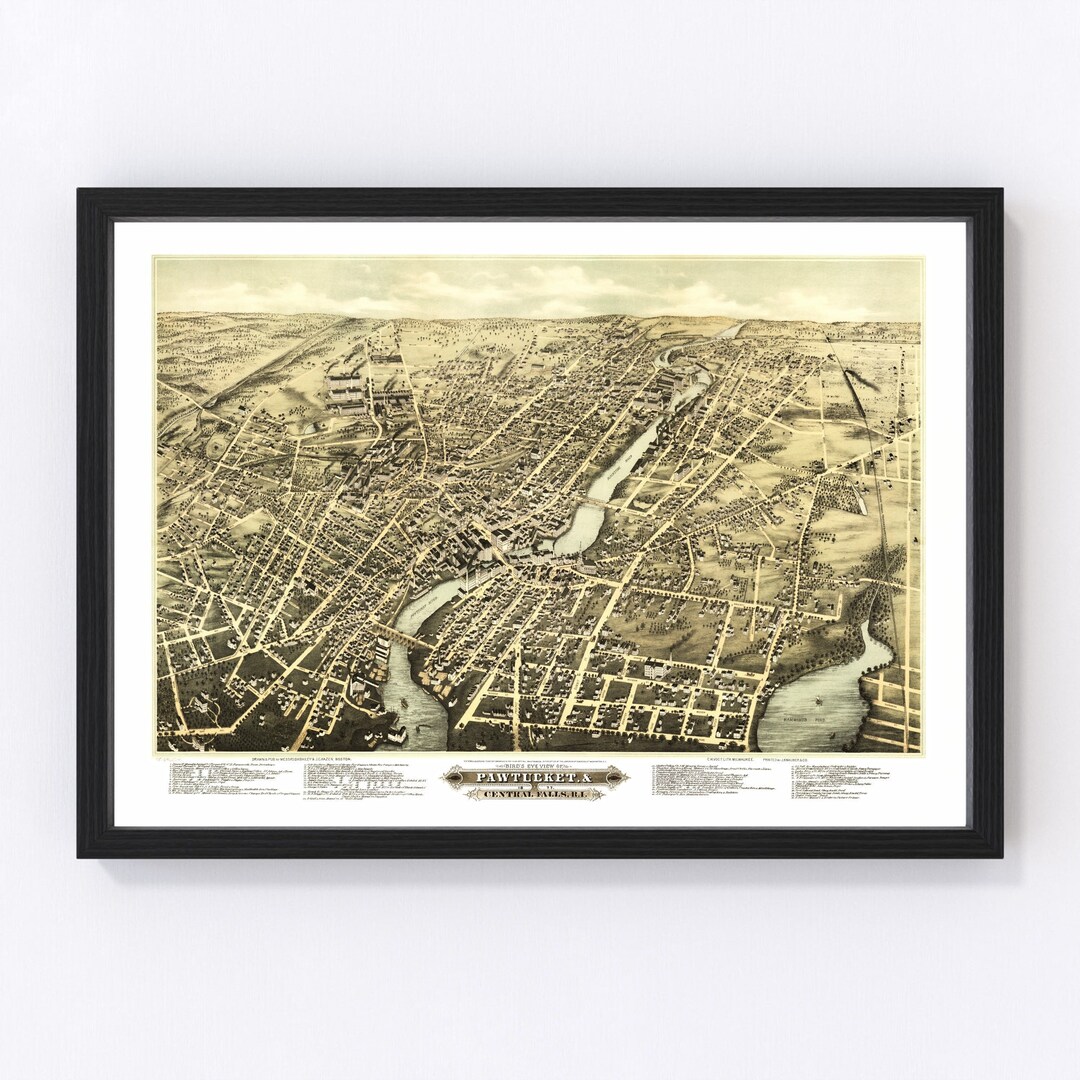 Pawtucket Map 1877 - Old Map of Pawtucket Rhode Island Art Vintage ...