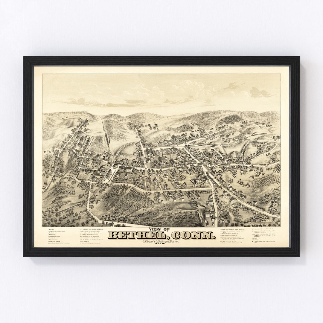 Bethel Map 1879 - Old Map of Bethel Connecticut Art Vintage Print ...