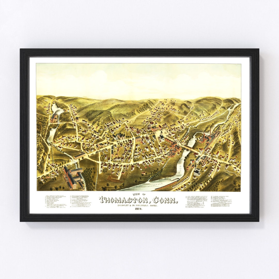 Thomaston Map 1879, Vintage Thomaston Map, Old Thomaston Connecticut ...