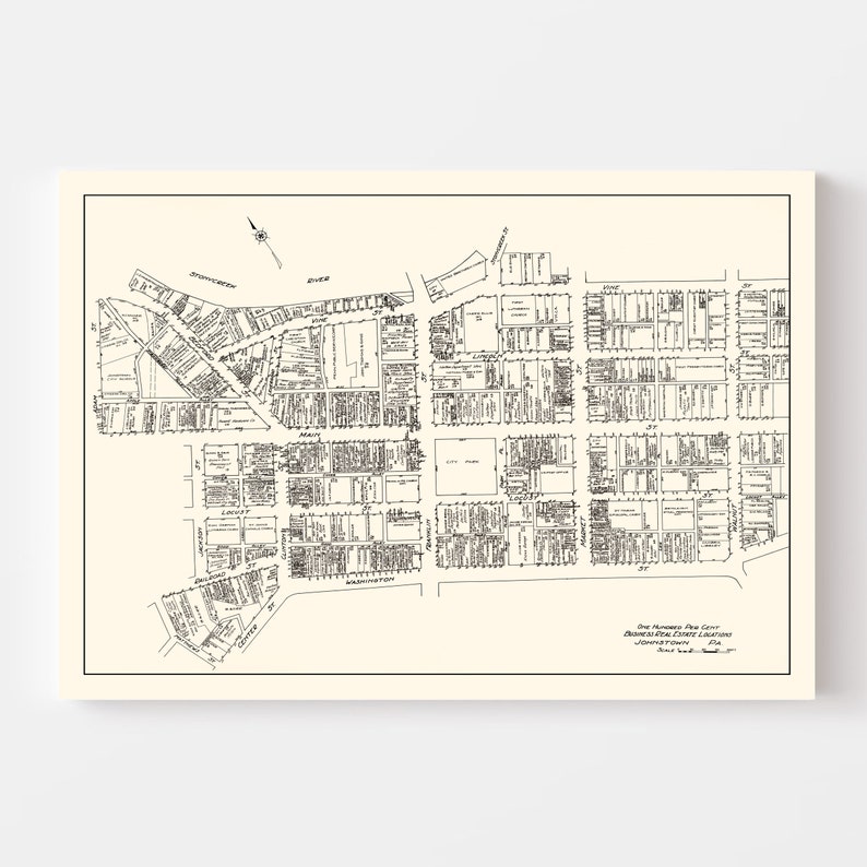 Johnstown Map 1929 Old Map of Johnstown Business Section - Etsy