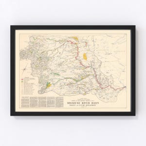 Missouri River Basin Map 1952, Vintage Missouri River Basin Map, Old ...