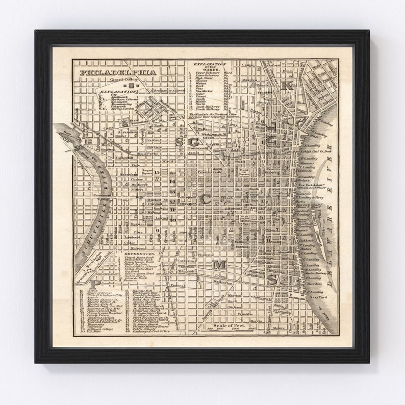 Philadelphia Map 1844 Old Map of Philadelphia Pennsylvania - Etsy