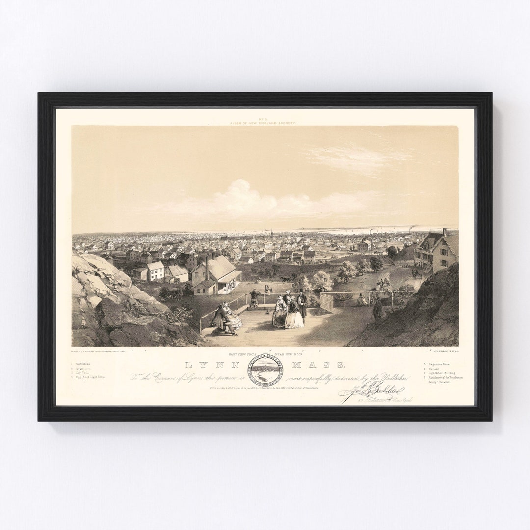 Lynn Map 1856, Vintage Lynn Map, Old Lynn Massachusetts Art, Wall Art ...