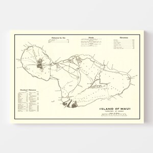 Kauai Map 1931, Vintage Kauai Map, Old Kauai Art, Wall Art Gift for ...