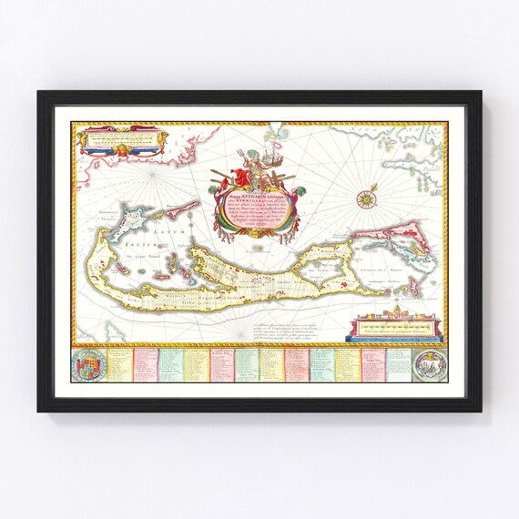 Bermuda Map Art Vintage Print From 1665 Old Bermuda Art - Etsy