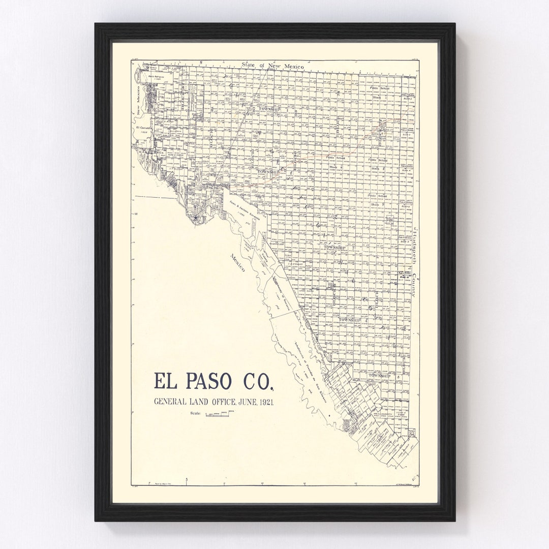 El Paso County Map 1921, Vintage El Paso County Map, Old El Paso County ...