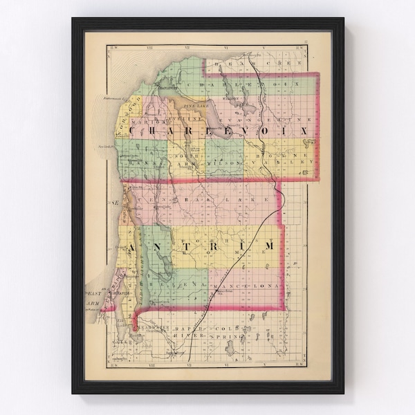 Charlevoix Michigan Map - Etsy