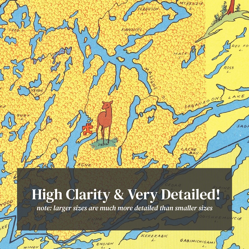 Lake of the Woods Map 1949 Old Map of Boundary Waters Lake - Etsy