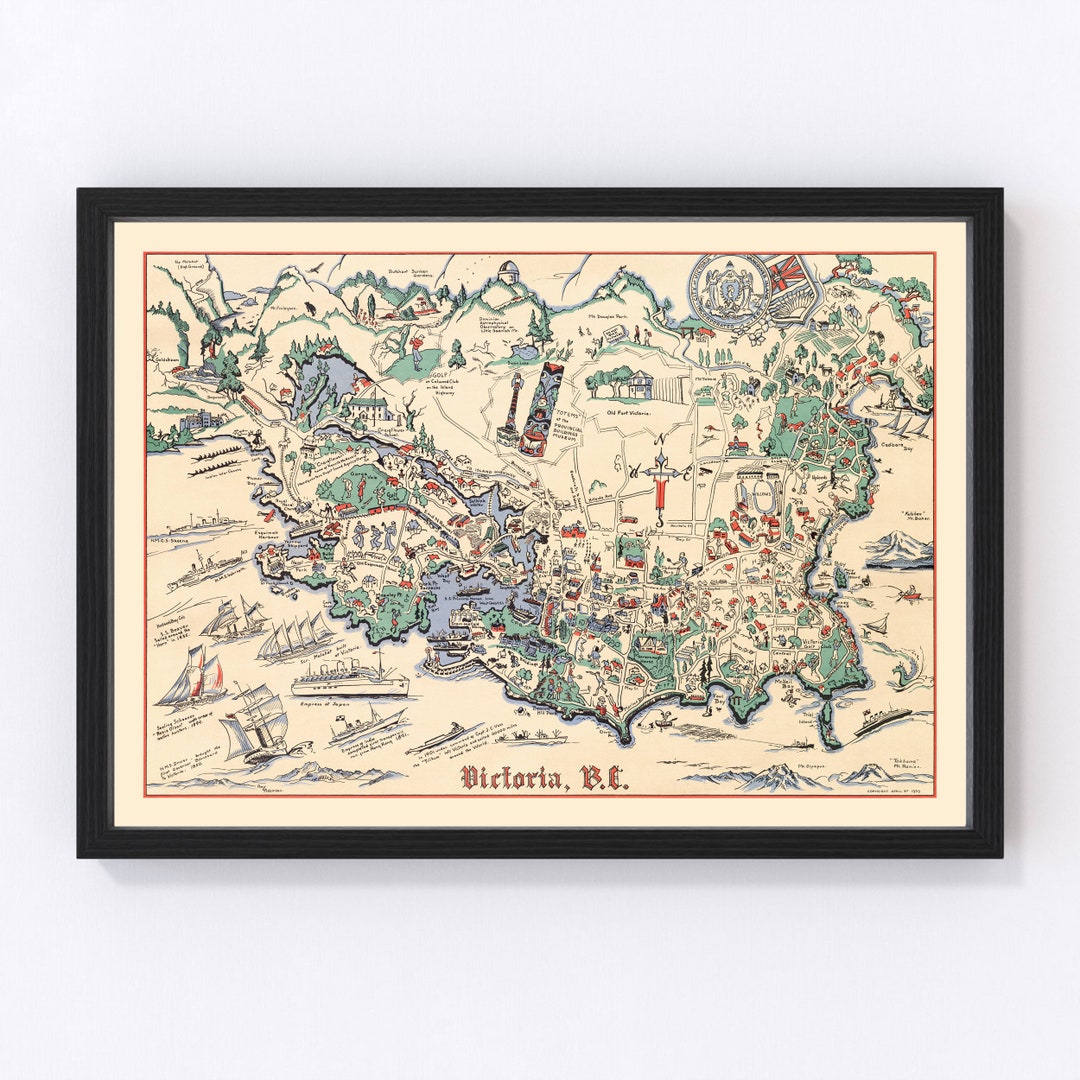 Victoria Map 1939, Vintage Victoria Map, Old Victoria Art, Wall Art ...