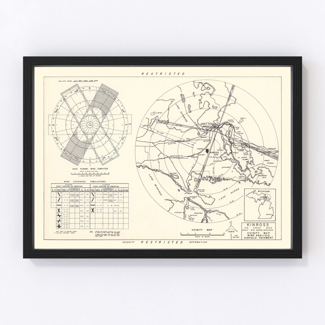 Mcchord Air Force Base Map 1951, Vintage Mcchord Air Force Base Map ...