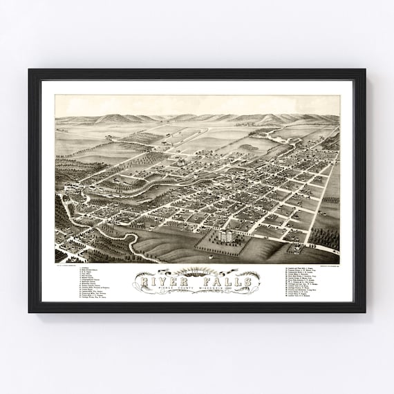 River Falls Map 1880 Old Map of River Falls Wisconsin Art - Etsy