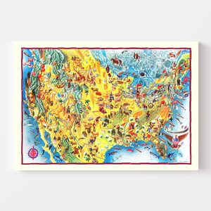 United States Map 1940 Old Map of United States Art Print Framed Wall ...