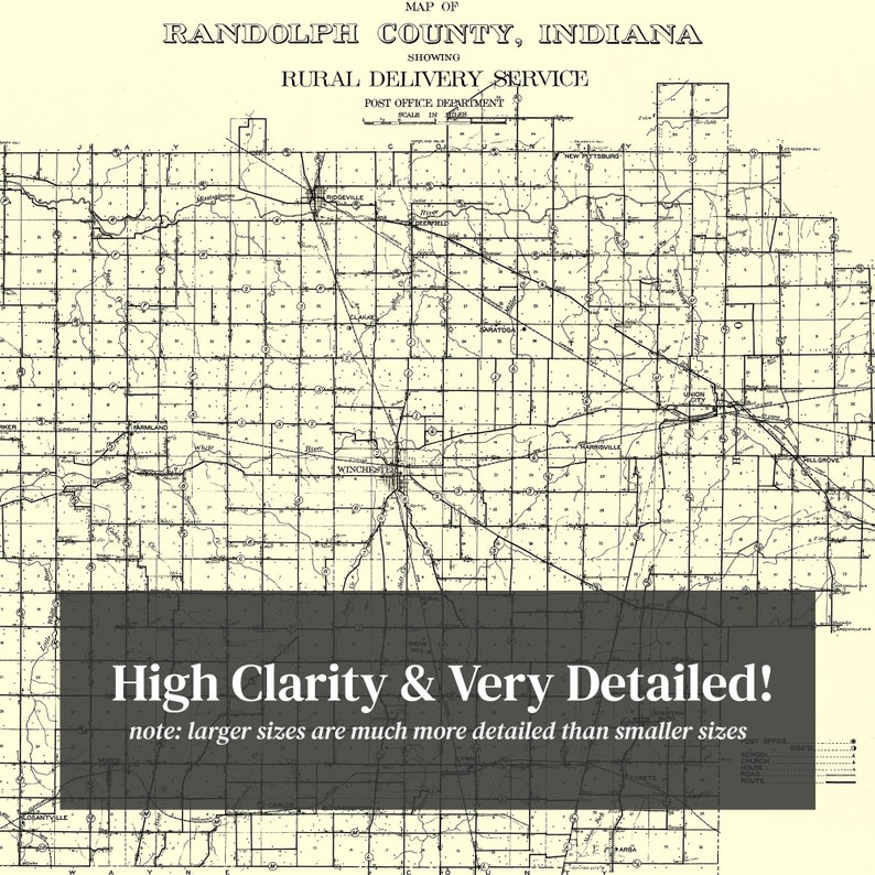 Randolph County Map 1910, Vintage Randolph County Map, Old Randolph ...