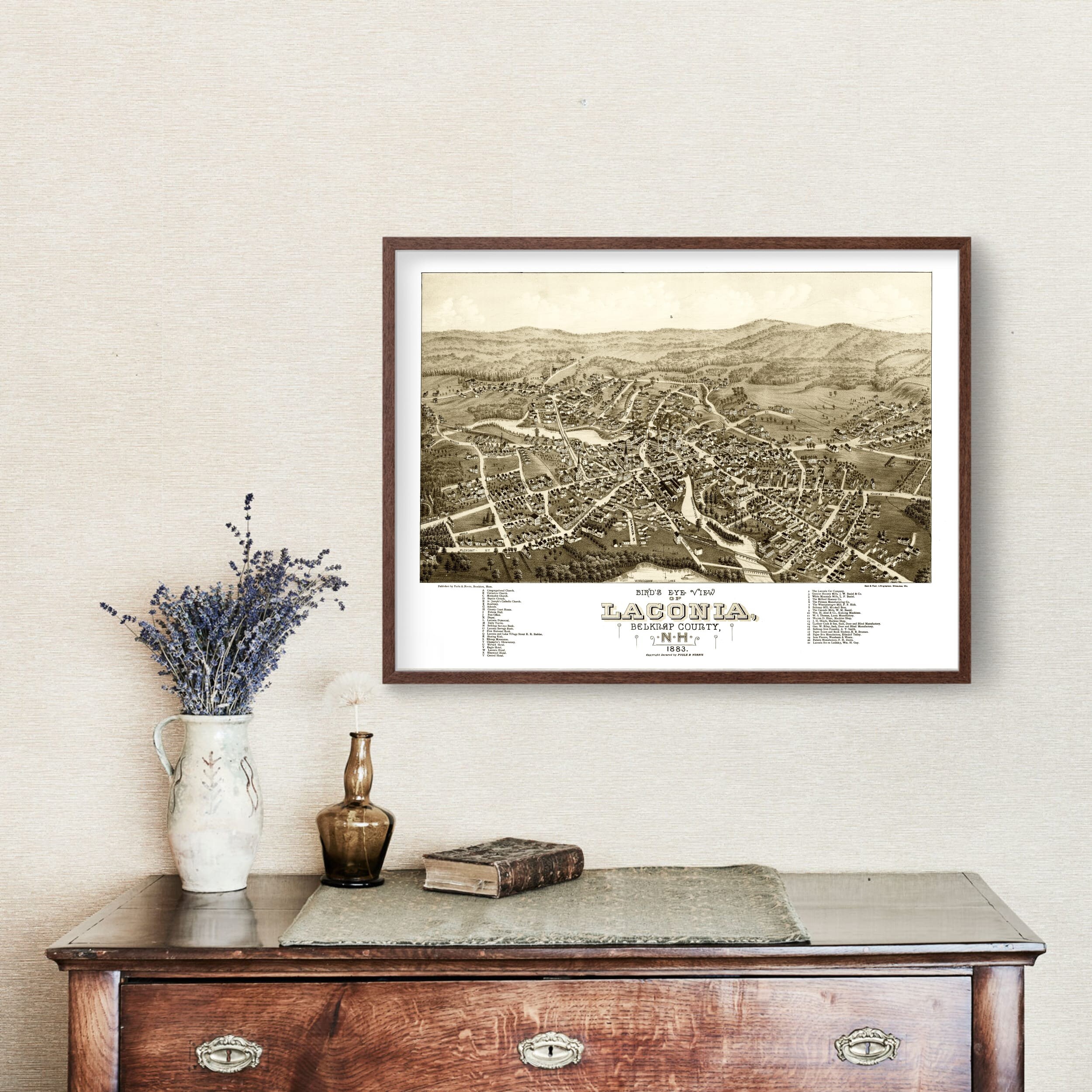 Laconia Map 1883 - Old Map of Laconia New Hampshire Art Vintage Print ...
