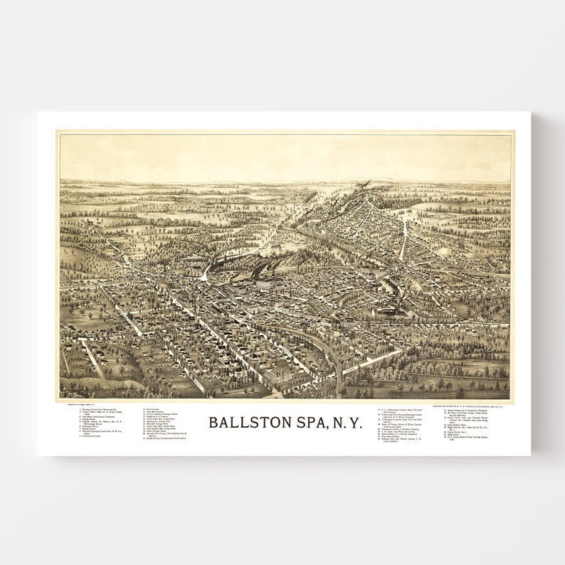 Ballston Spa Map 1890 - Old Map of Ballston Spa New York Art Vintage ...