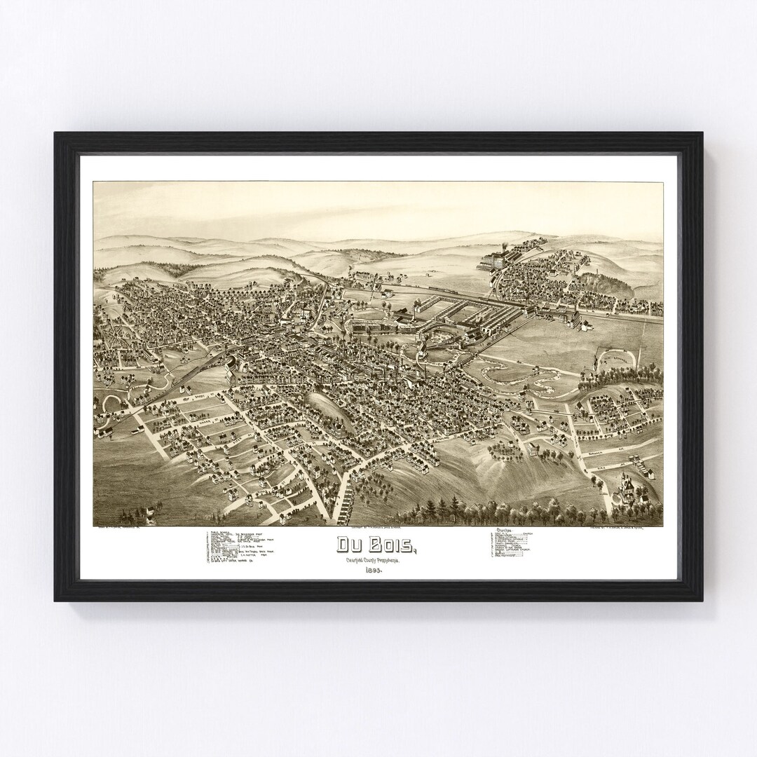Du Bois Map 1895, Vintage Du Bois Map, Old Du Bois Pennsylvania Art ...