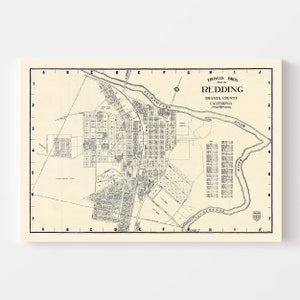 Redding Map 1920 - Old Map of Redding California Art Vintage Print ...