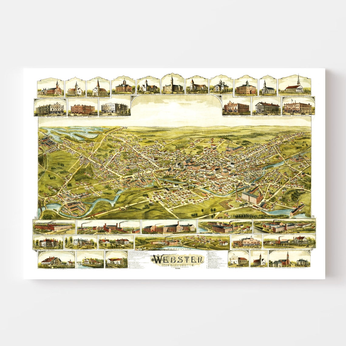 Webster Map 1892 Old Map of Webster Massachusetts Art - Etsy