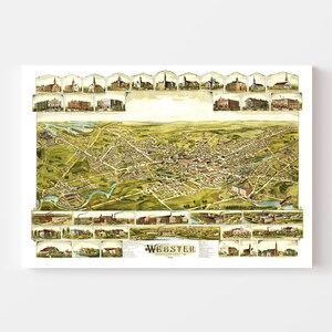 Webster Map 1892 Old Map of Webster Massachusetts Art Vintage Print ...